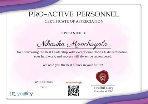 Niharika Manchiryala On Linkedin Certificateofappreciation