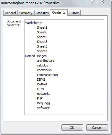 View Complete Statistics Of Excel 2010 Workbook