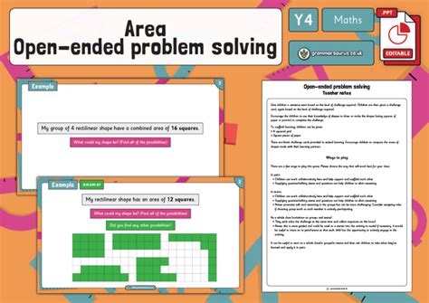 Year 4 Area Open Ended Problem Solving Grammarsaurus
