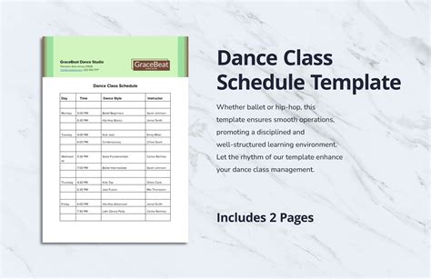 Dance Class Schedule Template