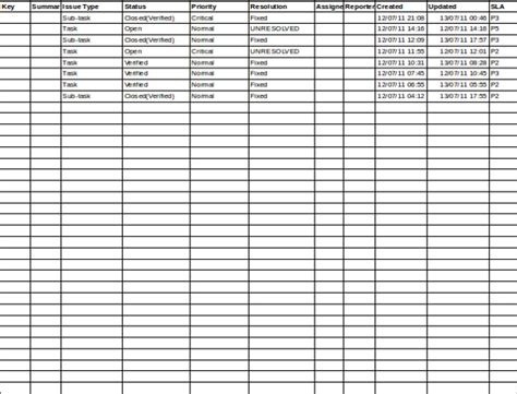 Open Issues List Template Excel PDF Template