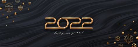 2022 년 새해 인사말 카드 올해의 황금 번호와 검은 파도 추상적 인 배경에 눈송이 초대장 달력 인사말 카드 등을 위한 디자인