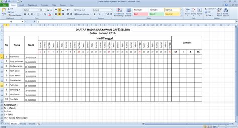 Membuat Daftar Hadir Di Excel
