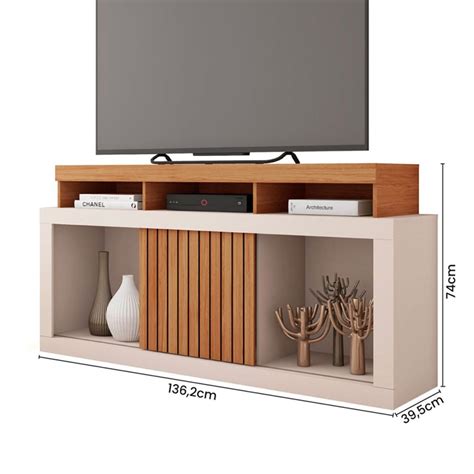 Rack Para Tv Até 55 Polegadas Dragon 1 Porta Ripada Meloff White Caemmun
