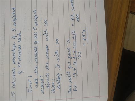 How To Calculate Total Percentage Of Marks Of 5 Subjects