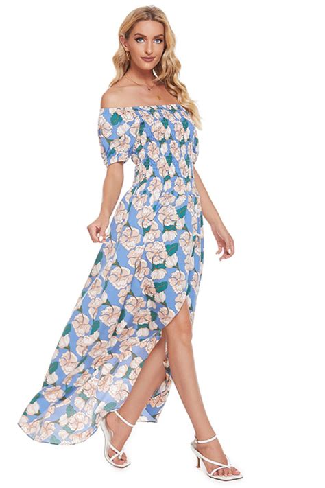 Floral Off Shoulder Slit Maxi Dress Theplanetshakersglamgear