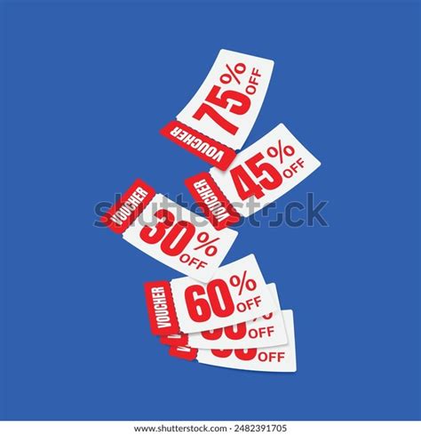 Flying Red Voucher Blue Background Vouchers Stock Vector Royalty Free