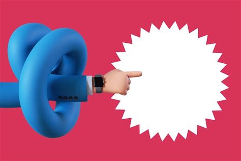 Premium Photo 3d Render Funny Cartoon Character Knotted Hand Pointing