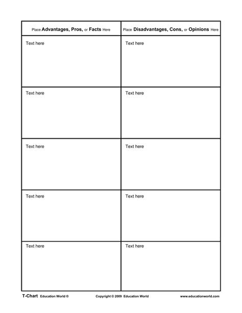 49 Free Printable T Chart Templates Pdf Word Excel