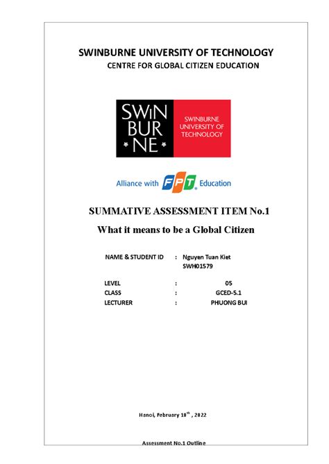 Nguyen Tuan Kiet SWH01579 GCED 5 1 Assessment NO 1 1 1 SWINBURNE