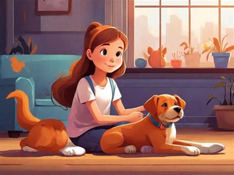 Premium Photo A Girl And Her Dog Are Sitting On The Floor