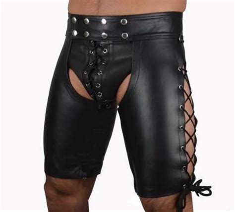 Gay Men Sexy Faux Leather Underwear Adult Sexy Costumes Lace Up
