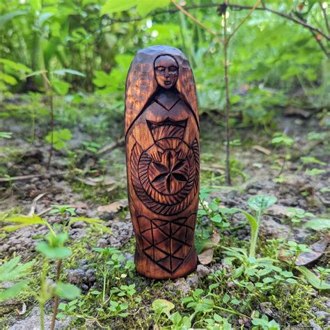 Earth Goddess Wooden Figurine Zemyna Slavic Pagan Decor Wikkedknot