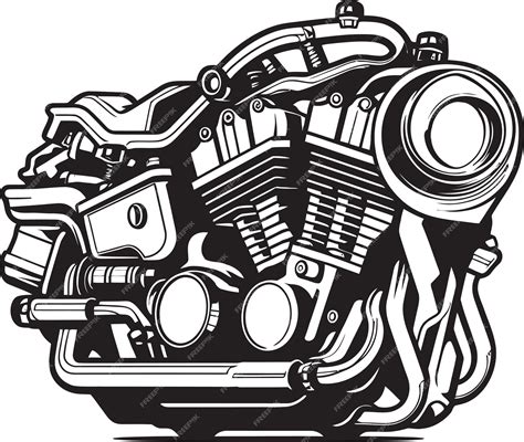Premium Vector A Black And White Drawing Of A Engine With The Word