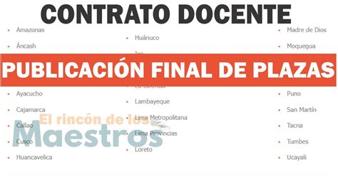 Publicación Final De Plazas Para Contrato Docente ~ El RincÓn De Los