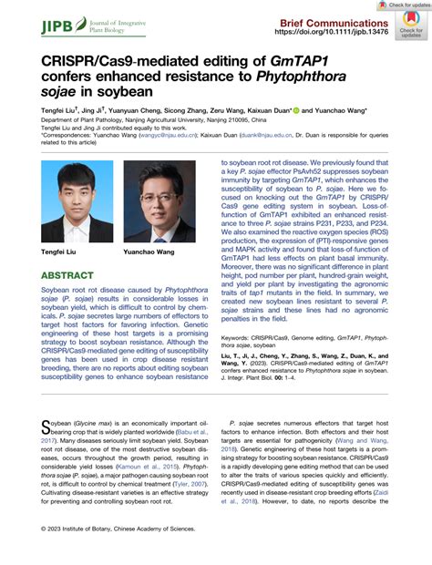 Pdf Crisprcas9 Mediated Editing Of Gmtap1 Confers Enhanced