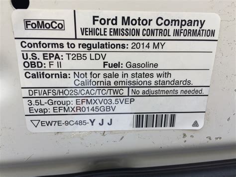 Ford Emission Control Label At Miguel Harbison Blog