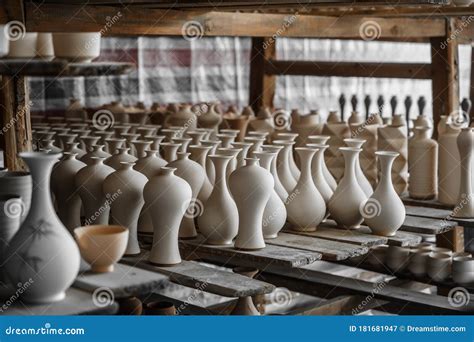Porcelain Vases Ceramics Mass Production Stock Image Image Of Stone