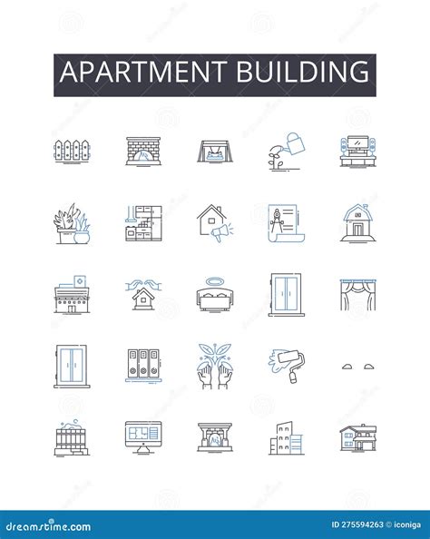 Apartment Building Line Icons Collection Logistics Transport Cargo