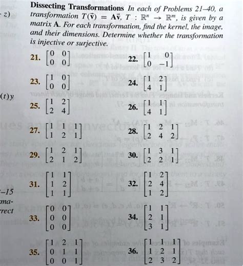 SOLVED Dissecting Transformations In Each Of Problems Transformation T Av R Rm Is