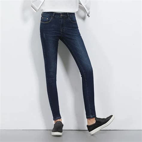 New Denim Jeanswear Pencil Pants Female Tight Fitting Blue Skinny Jeans