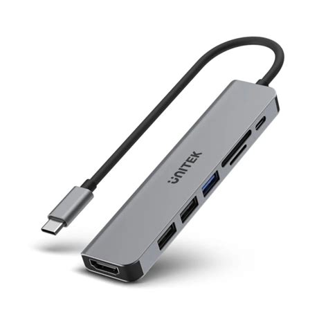 UNITEK UHUB S In USB C Gbps Hub With K HDMI And SD TF Card Reader W Power Delivery