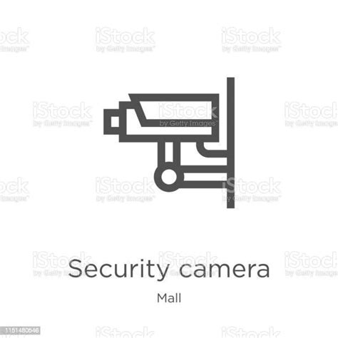 몰 컬렉션에서 보안 카메라 아이콘 벡터 얇은 라인 보안 카메라 개요 아이콘 벡터 일러스트 레이 션 웹 사이트 디자인 및 모바일 앱 개발을 위한 윤곽 얇은 라인 보안 카메라