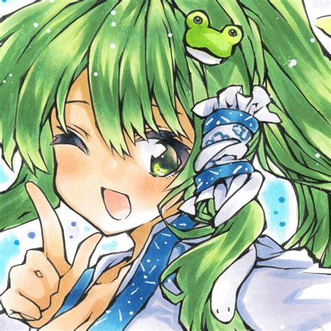 Yahooオークション 同人手描きイラスト東方東風谷早苗色紙