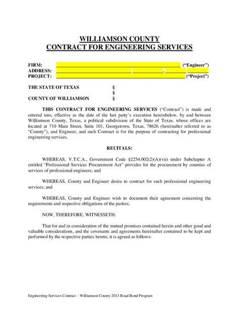 Fillable Online Professional Services Design Engineering Contract