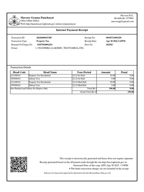 Property Tax Pdf Receipt Government Finances