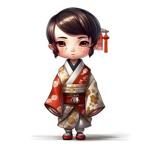 Premium Ai Image Cute Asian Girl In Traditional Kimono Vector