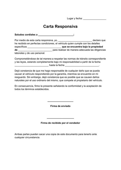 ᐅ Carta responsiva de auto en Guadalajara Ejemplos