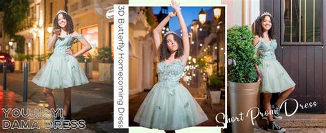 Amazon Youjiayi 3D Butterfly Short Homecoming Dresses For Teens Off Shoulder DAMA Dress For