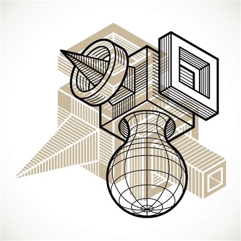 Premium Vector Abstract Trigonometric Construction Vector Dimensional Design Template