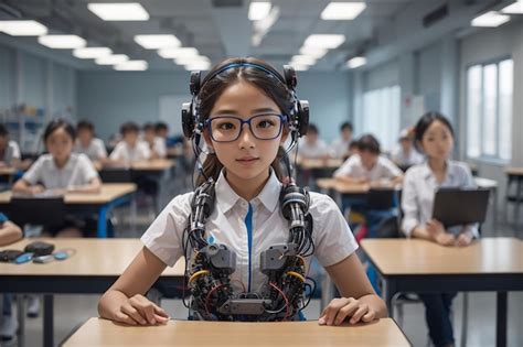 Premium Ai Image Robotics In Education Building Future Innovators In Futuristic Classrooms