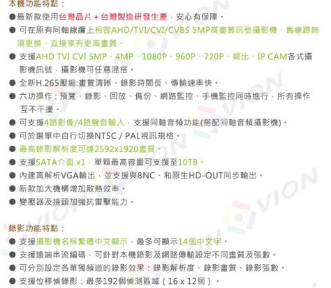 Icatch 可取 5mp 4路 4ch 監視器 H 265 監控主機 同軸音頻 Ahd Tvi Cvi Cvbs 台灣製造 Bsmi 台灣