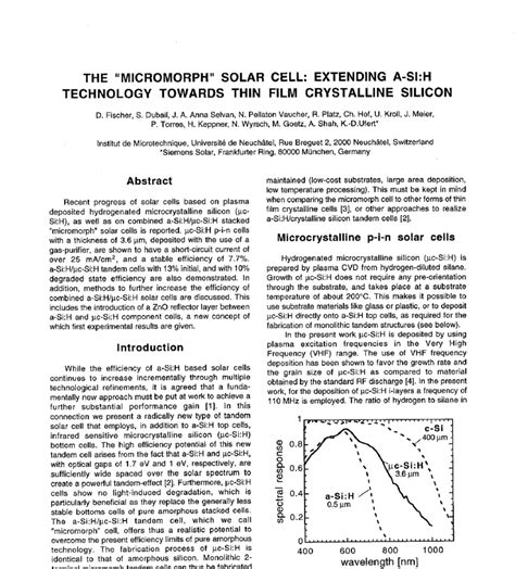 Spectral Response Of A Pc Sih P I N Solar Cell Compared To Typical Download Scientific