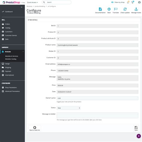 Auction Module For Prestashop Product Bidding System