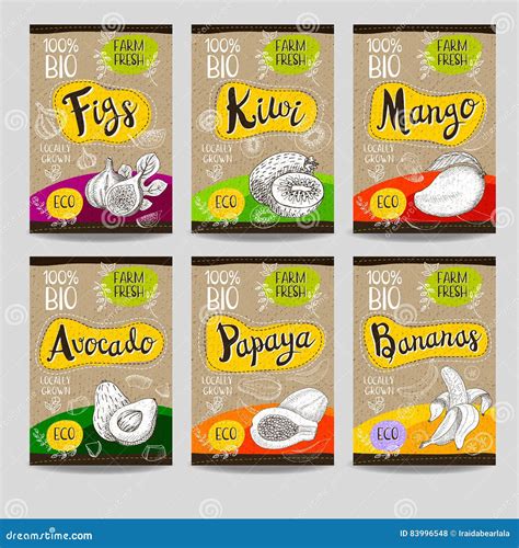 Set Of Hand Drawn Labels Food Spices Stock Vector Illustration Of