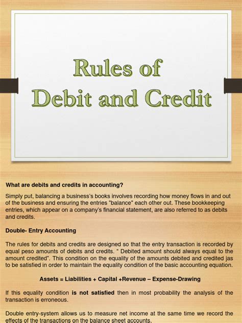 Rules In Debit And Credit Pdf Debits And Credits Financial Services