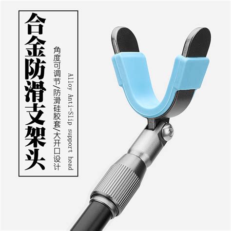 新款金属支架头可调节角度羊角头炮台硅胶防滑通用架杆头垂钓用品 虎窝淘