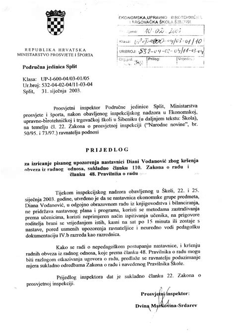 TRIS u posjedu pisanog upozorenja ravnateljici Ekonomske škole Ministarstvo i Školski odbor