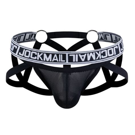 Jockmail Men Underwear Jockstrap Mesh Elastic Hollow Thongs T Back
