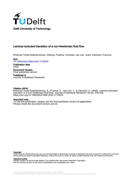 Laminar Turbulent Transition Of A Non Newtonian Fluid Flow Pdf