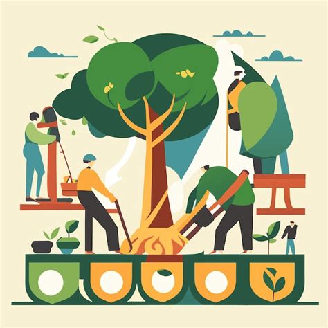 Premium Vector Flat Design Tree Planting Graphics