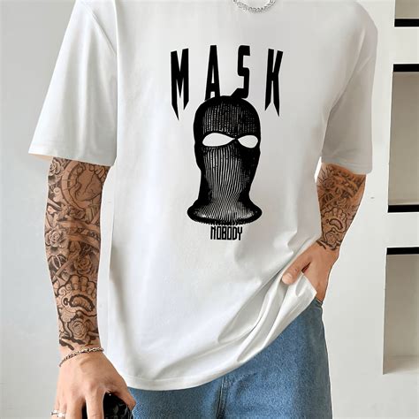 Mask Graphic Print Crew Neck Short Sleeve T Shirt Men Comfy Temu
