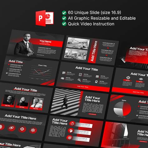 Red And Black Powerpoint Persentation Powerpoint Template Ppt Minimalist Business Strategy