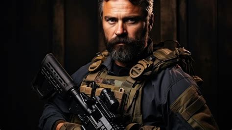 Premium Ai Image Private Security Service Contractor In Camouflage Unifor