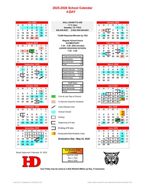 Hull Daisetta Isd School Calendar 25 26 Pdf Educounty