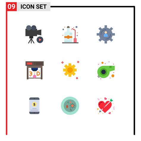 Modern Set Of 9 Flat Colors Pictograph Of Gear Print Wine Printing Production Editable Vector